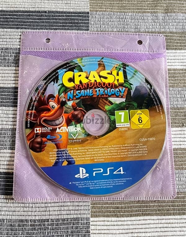 Crash Bandicoot N. Sane Trilogy CD - ألعاب فيديو و إكسسواراتها - 205550075