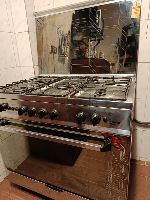 Fresh Gas Cooker 5 Burners Full Stainless Plaza 90 X 60 Cm With Fan ...