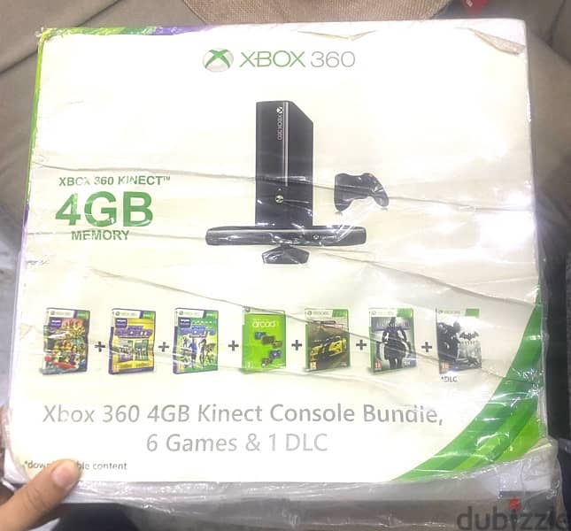 The image displays a retail box for an Xbox 360 4GB Kinect Console ...