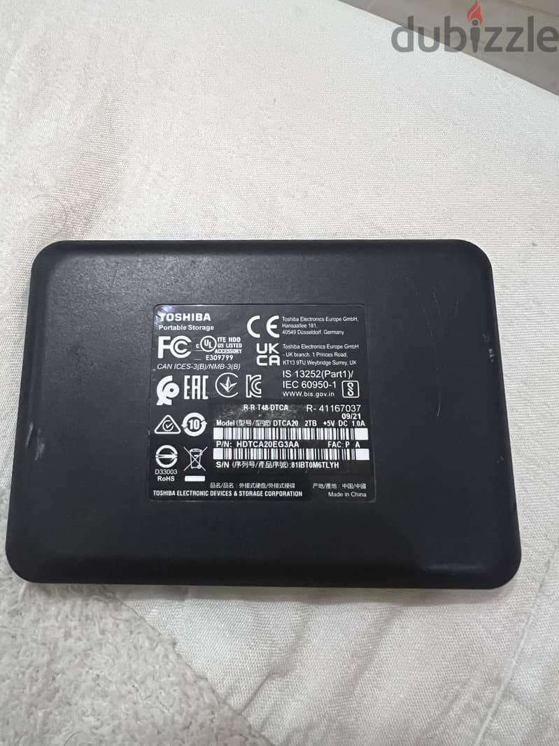 Toshiba external portable hard disk 2tb توشيبا هارد خارجي مساحة ٢جيجا ...
