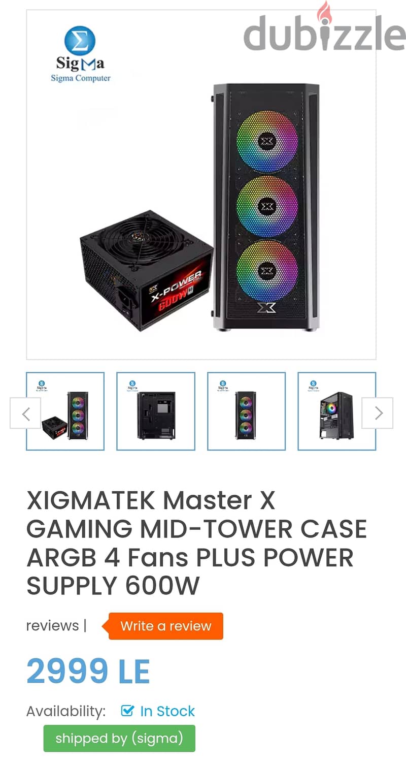 XIGMATEK Master X GAMING MID-TOWER CASE ARGB 4 Fans PLUS POWER SUPPLY ...